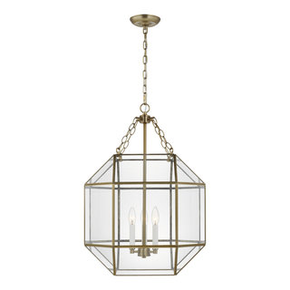 Morrison Three Light Lantern in Satin Brass - Transitional - Pendant ...