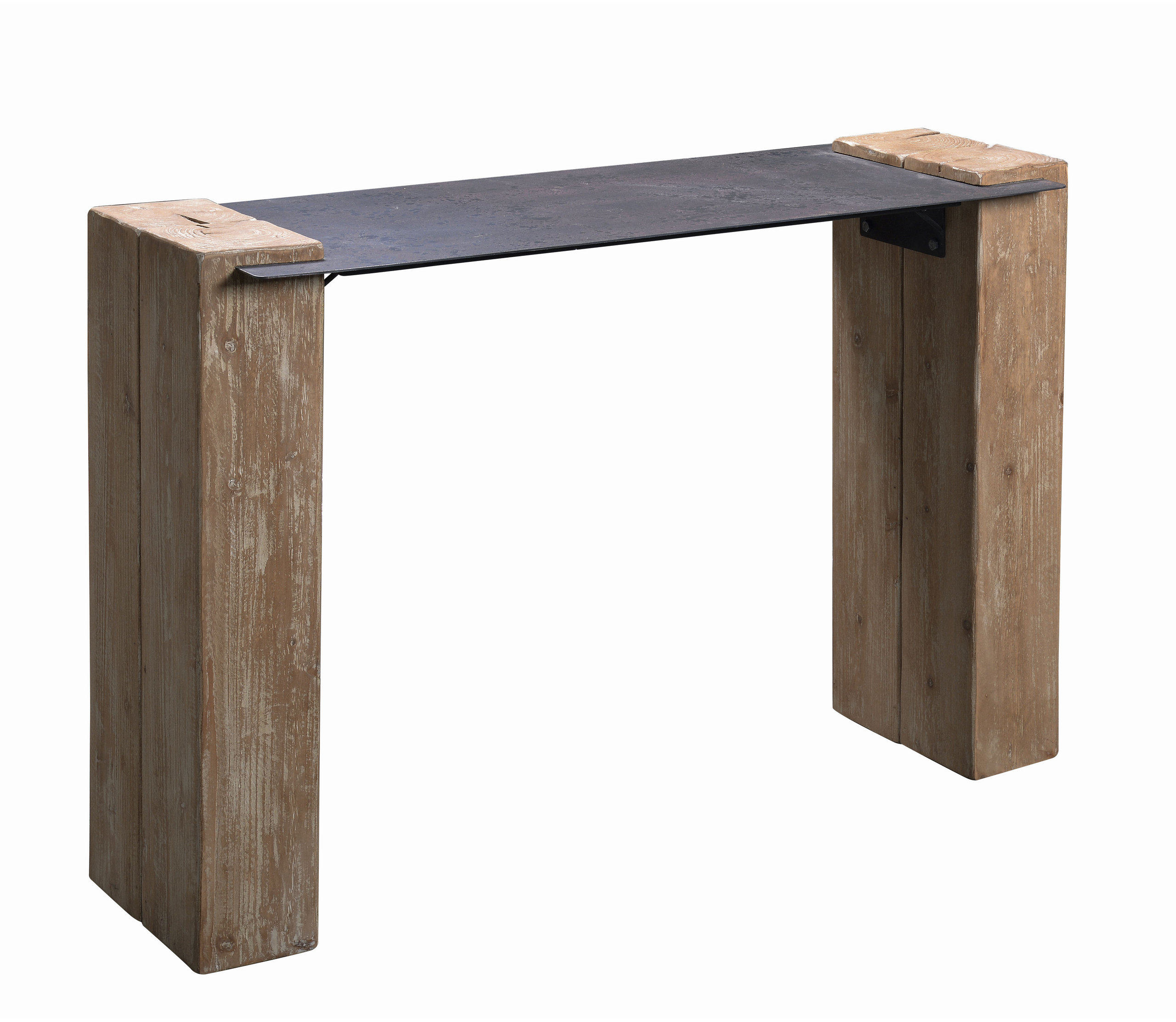 Carpenter Console Table, Natural Wood and Iron, Casual, 32" Height, 16 ...