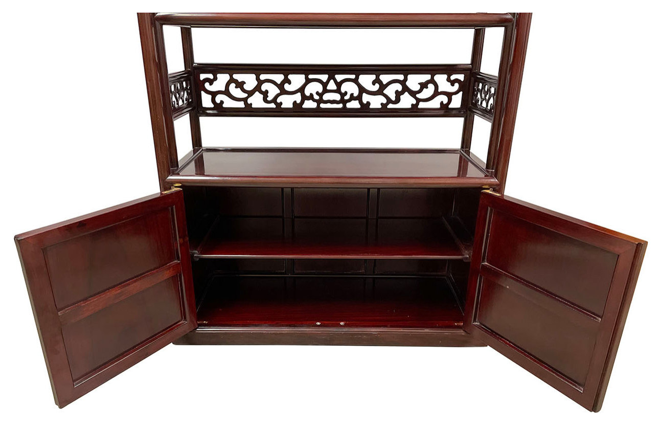Consigned 20th Century Chinese Hand Carved Rosewood Book Shelf/Display ...