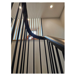 115_Stunning Continuous Rail System on 3 Story Floating Stairs ...