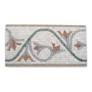 Marble Mosaic Border Listello Accent Tile Carina 7.5x13.5 Tumbled, 1 ...