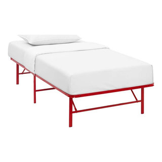 Modway Horizon Stainless Steel Twin Metal Bed Frame in Red, Twin - Bed ...