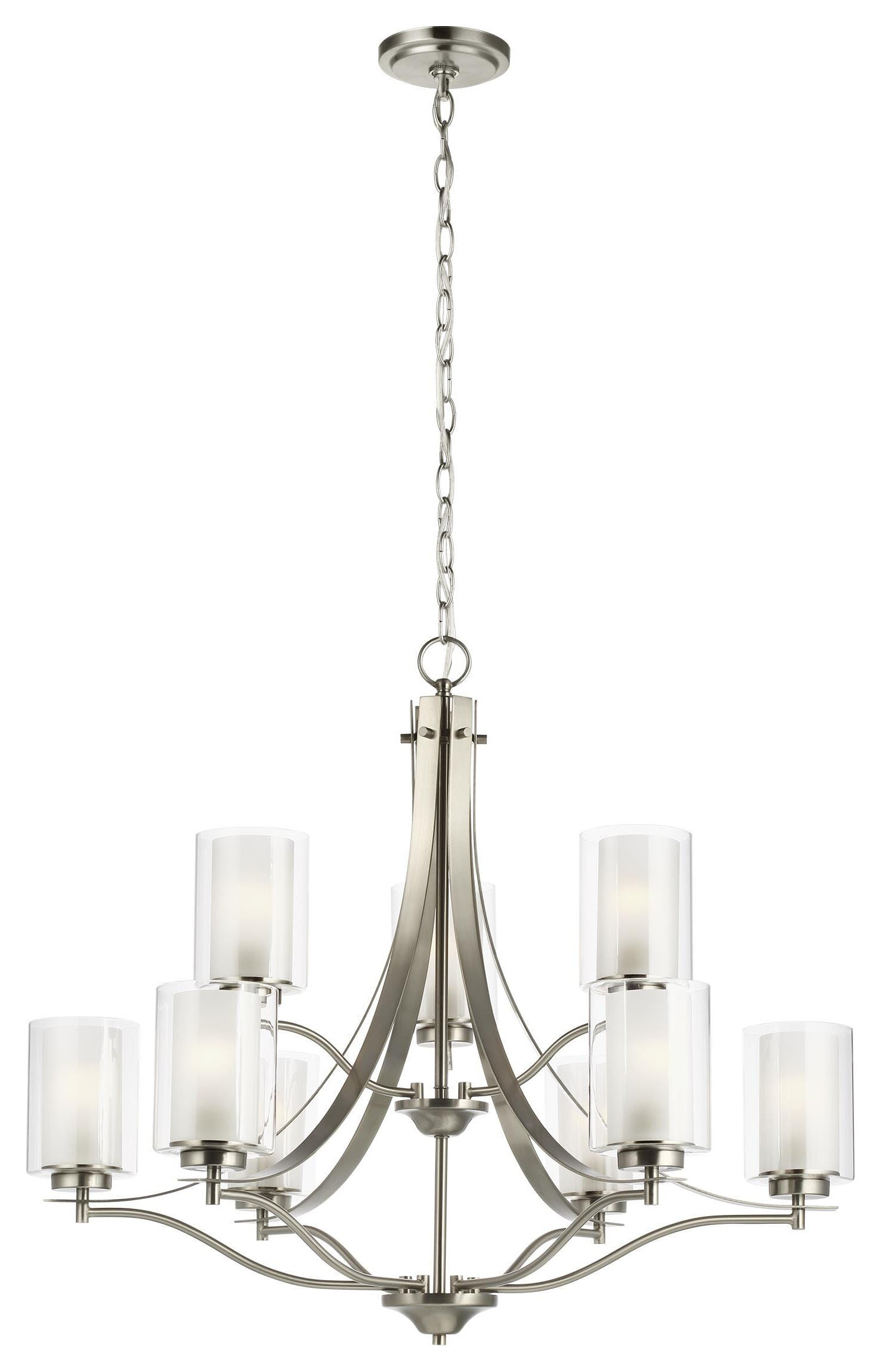 Brushed Nickel Nine Light Chandelier from the Elmwood Park Collection ...