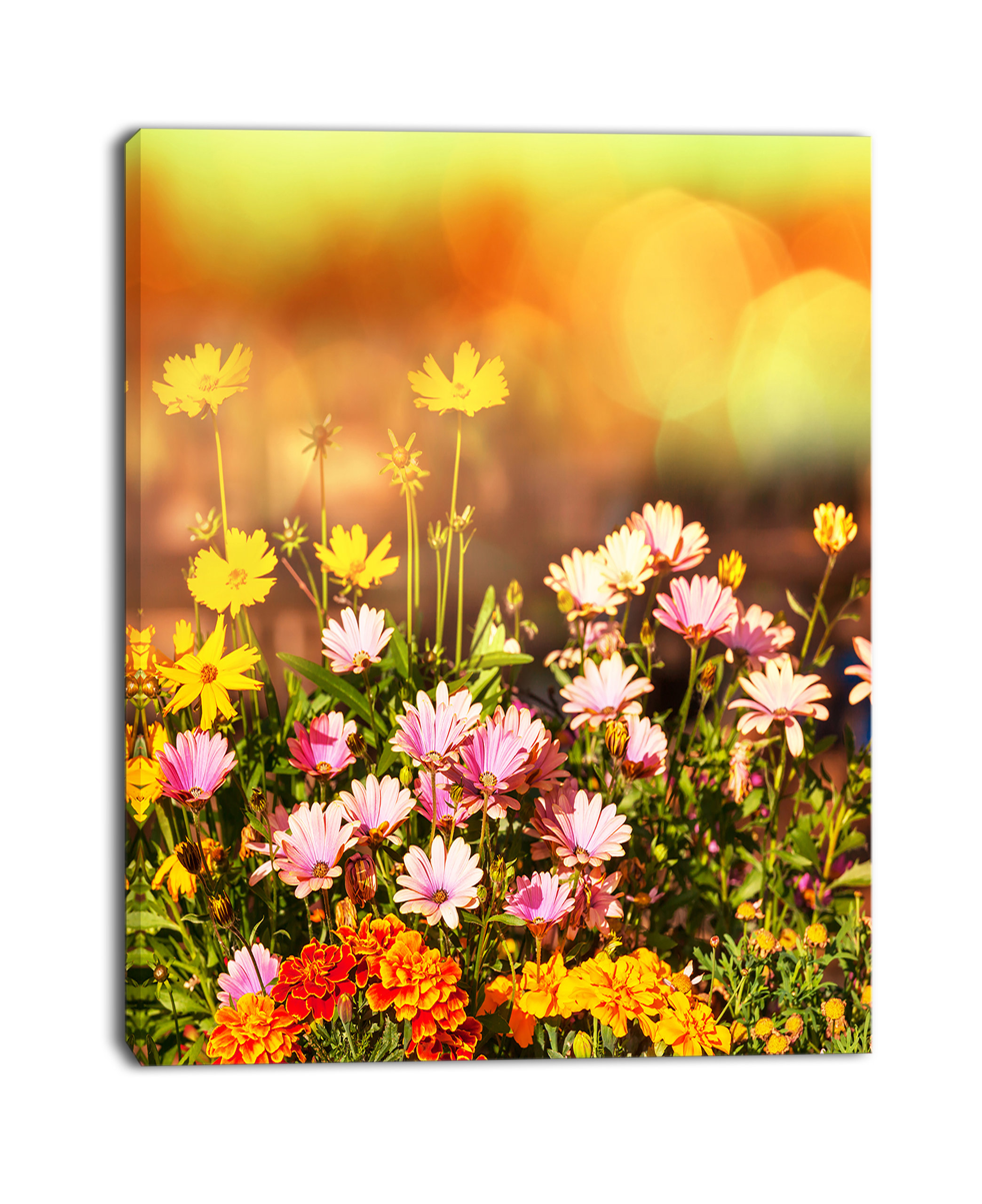 Beautiful Multi Color Flowers, Floral Canvas Art Print, 12"x20"x1 ...
