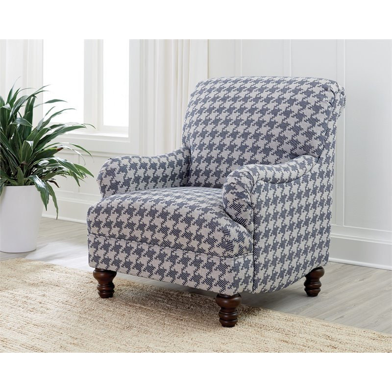 Coaster Transitional Fabric Recessed Arms Accent Chair in Blue ...