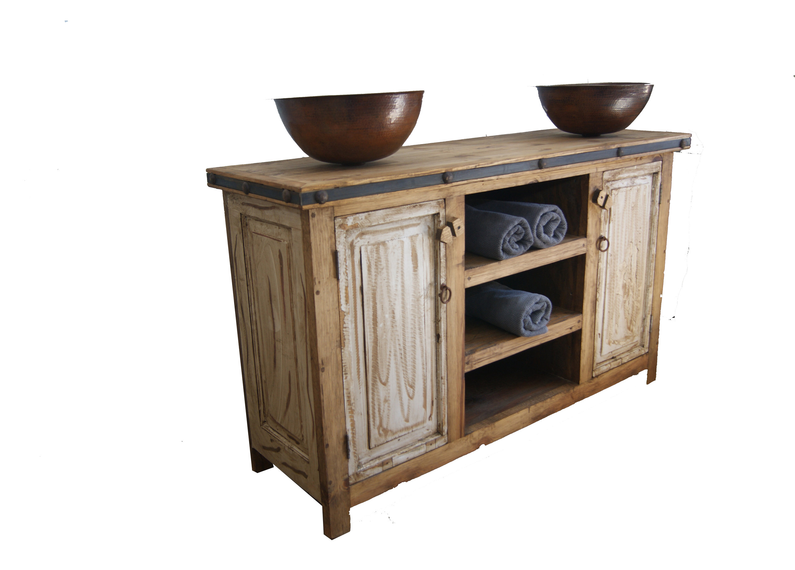 Tanen Rustic Reclaimed Woodbathroom Vanity White Doors, 48"x20"x32 ...