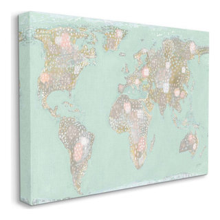 Mint Brown Patterned Illustrated World Map, 1-Piece, 16x20, 30 x 40 ...