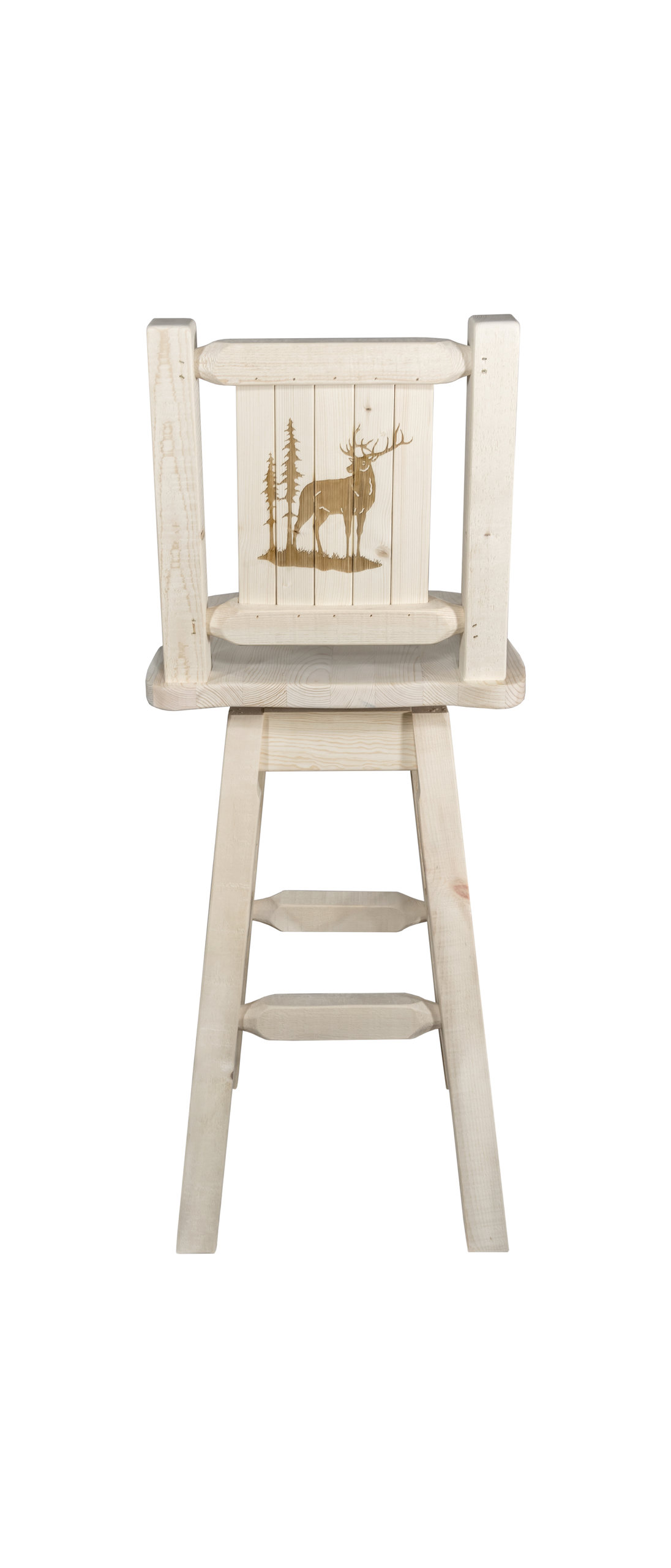 Homestead Counterstool & Swivel With Laser Engraved Elk, Clear Lacquer ...