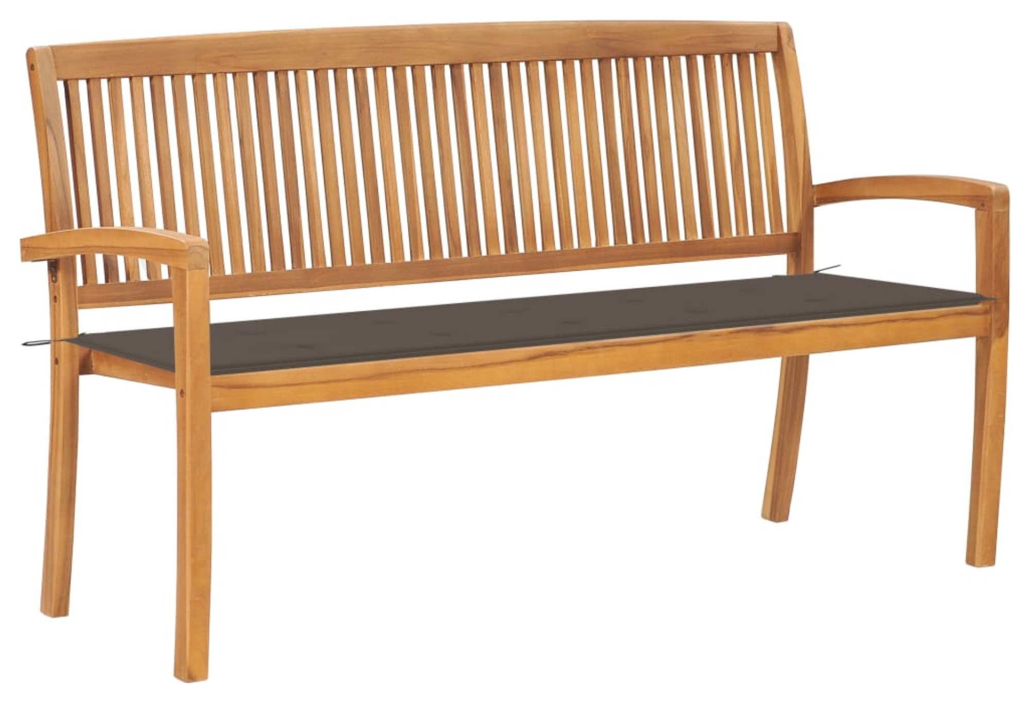 Vidaxl Stacking Garden Bench With Cushion 62.6" Solid Teak Wood - Transitional - Outdoor Benches ...