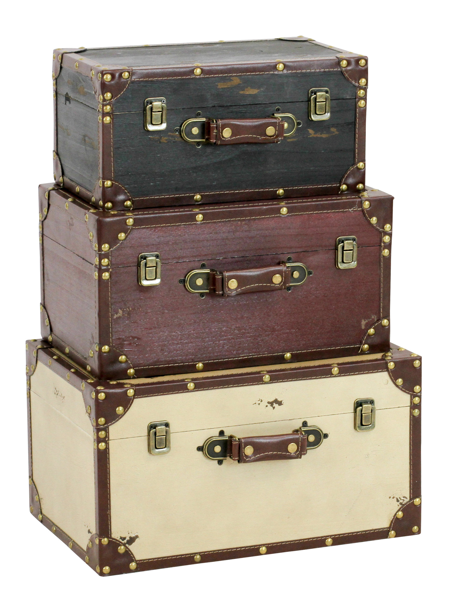 Torrance Traveler Wood Trunks, Set of 3 - Transitional - Decorative ...