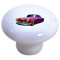 Purple Hot Rod Car Ceramic Cabinet Drawer Knob - Cabinet And Drawer ...