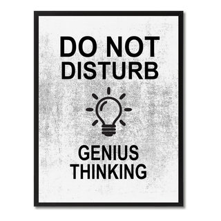 "Do Not Disturb Genius Thinking" Sign White Canvas Print with Picture ...