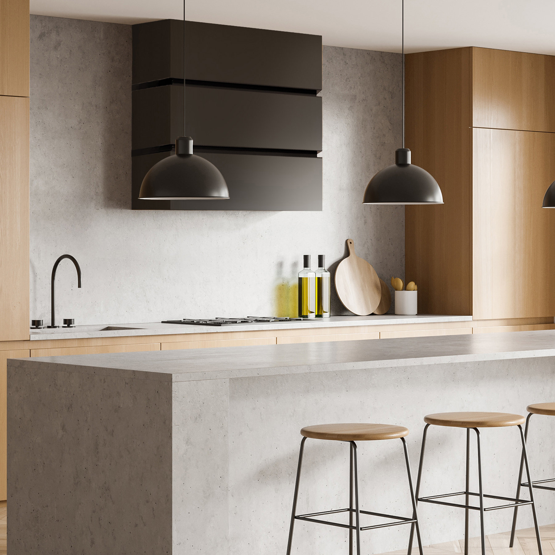 36"Stainless Steel Range Hood 3 Stacks Modern Box Kitchen Hood & Vent ...