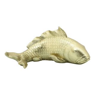 Resin, 9"l Koi Fish, Gold - Asian - Decorative Objects And Figurines ...