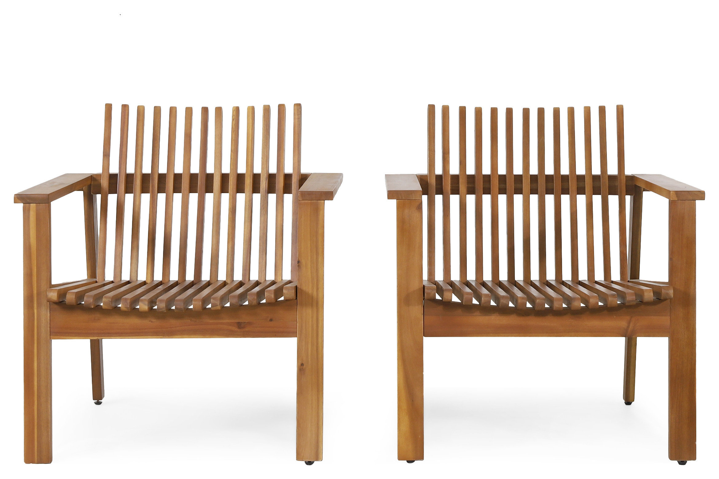 Naomi Outdoor Acacia Wood Slatted Club Chairs (Set of 2), Teak ...