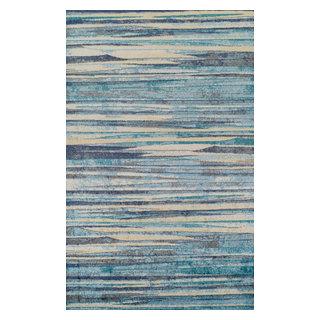 Addison Blair Abstract Stripe Area Rug, Blue, 8'2"x10' - Transitional ...