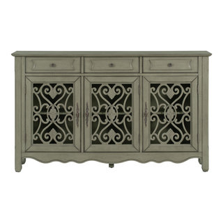 60-inch Wood Sideboard with Adjustable Shelves - French Country ...