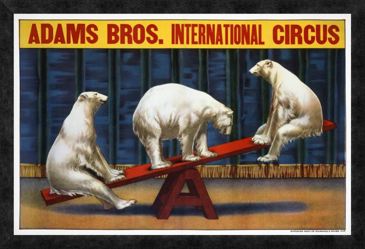 "Adams Bros. Circus" Framed Canvas Giclee, 24"x17", 32"x22 ...