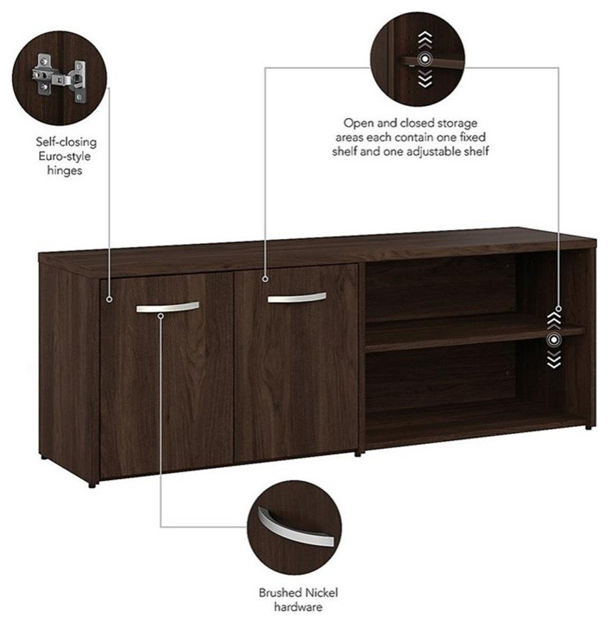 Pemberly Row Low Storage Cabinet with Doors in Black Walnut ...