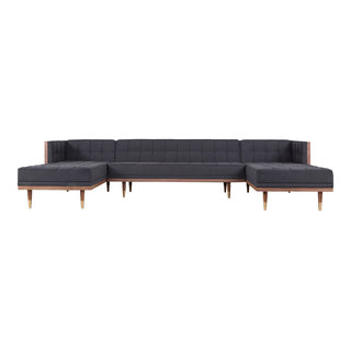 Woodrow Modern Box Sofa U-Shaped Chaise Sectional - Midcentury ...