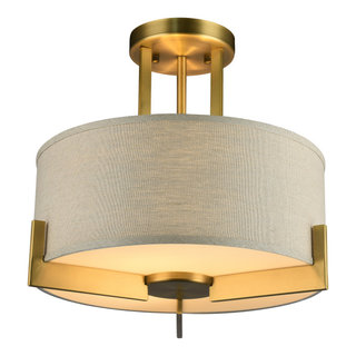BETHEL INTERNATIONAL KE2020/DR7 3-Light Flush Mount,Antique Brass ...