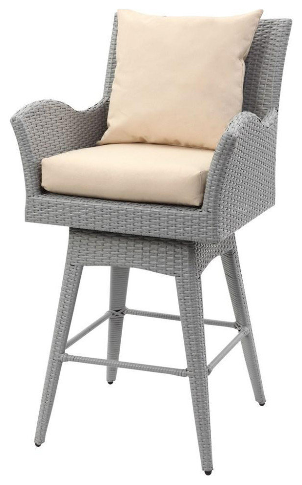 Raleigh Outdoor Wicker Swivel Armed Counter Stool Grey / Beige Set of 2 ...