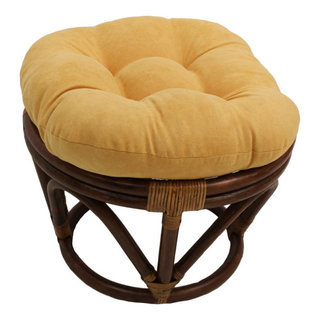 18-inch Round Solid Micro Suede Tufted Footstool Cushion - Contemporary ...