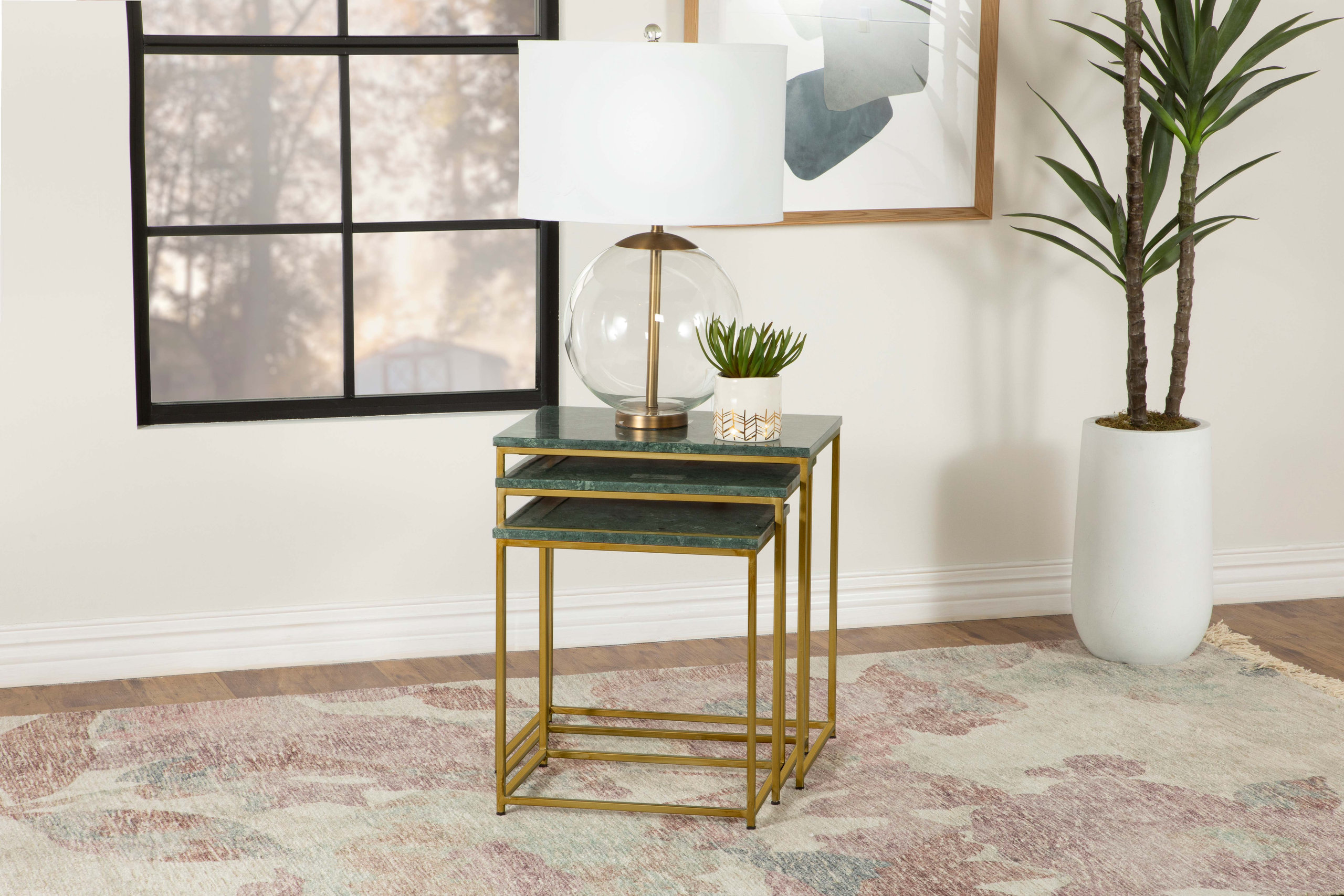 Medora 3-piece Nesting Table With Marble Top Large Table Green ...