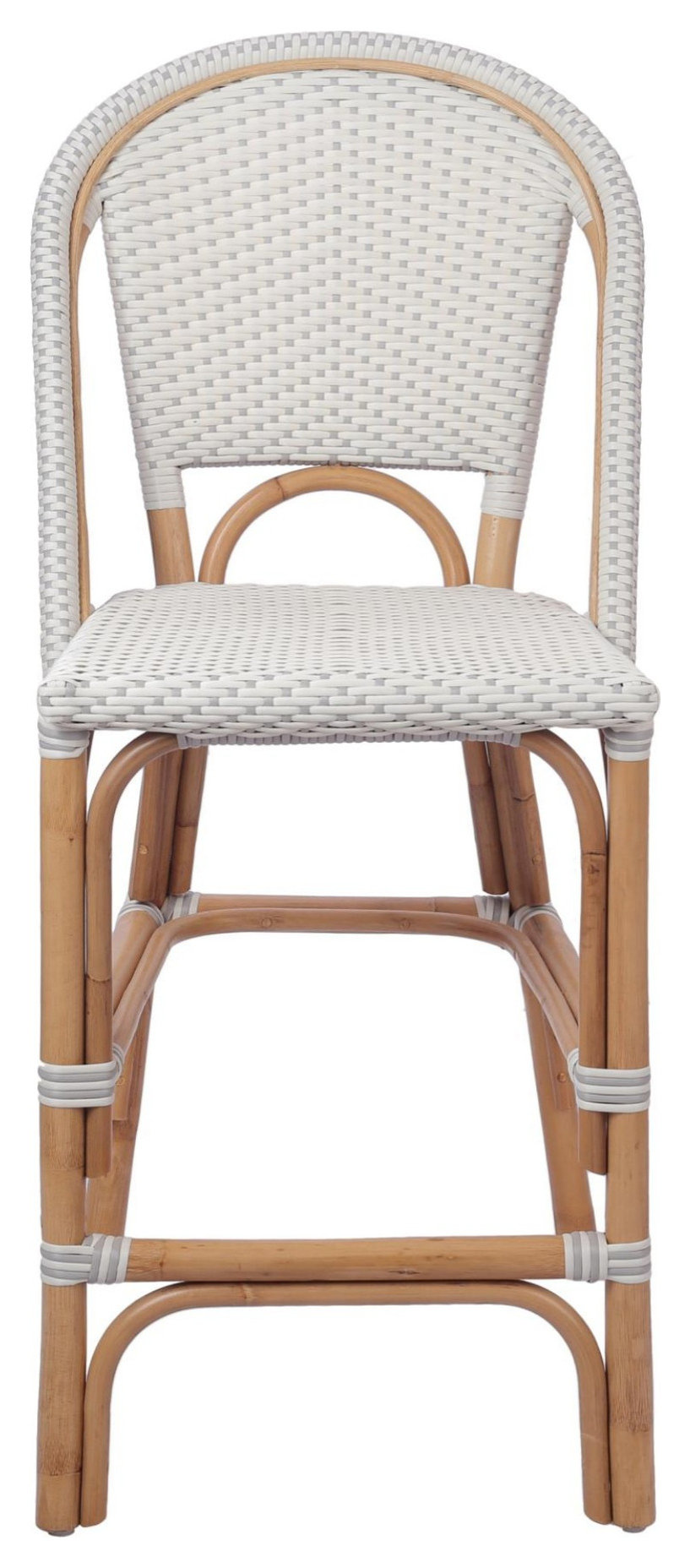 Avignon Paris Rattan Bistro Counter Stool, White/Gray - Tropical - Bar ...