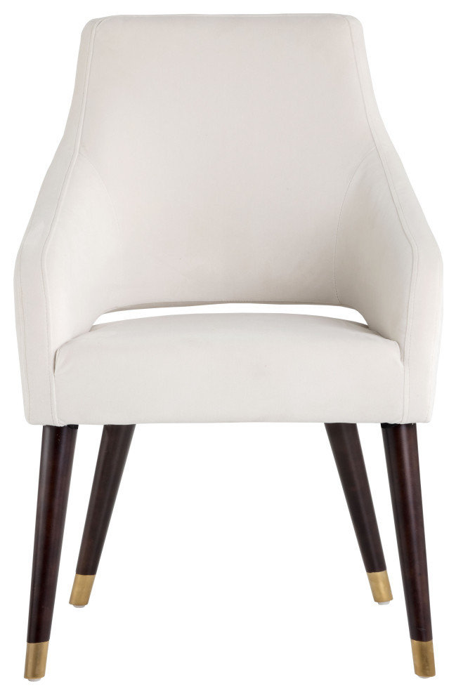 Adelaide Dining Chair, Antique Brass, Calico Cream Fabric - Midcentury ...