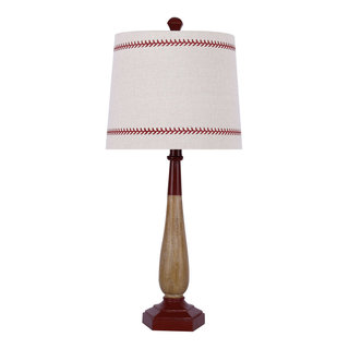 25.5" Aged and Matte Vintage Red Finish Baseball Bat Table Lamp ...