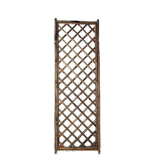 Framed Bamboo Lattice Panel, Diamond Pattern Opening, 24"x72" - Asian ...