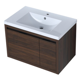 Bathroom Vanity With White Resin Top and Basin, 30x18 - Contemporary ...
