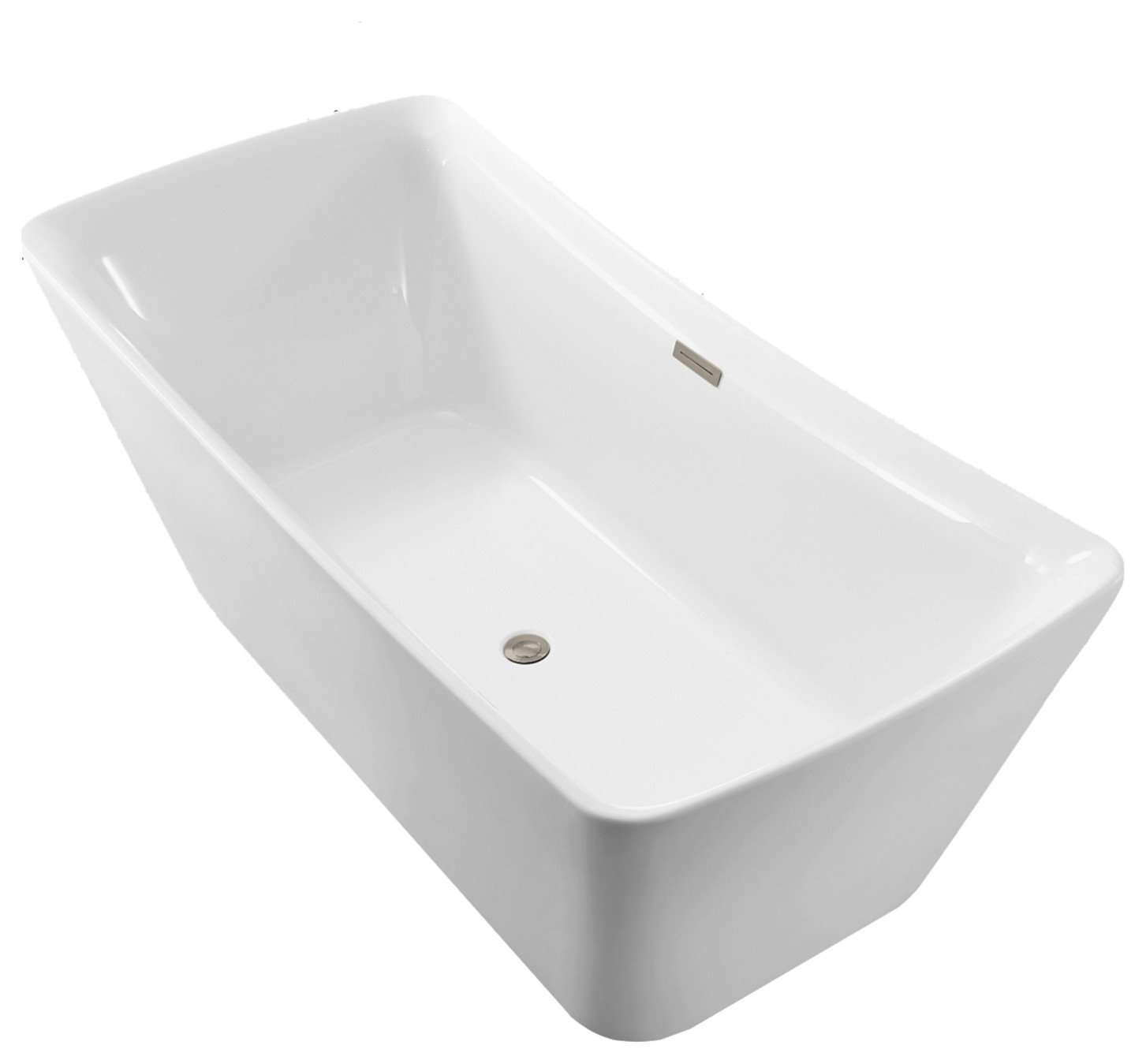 67" Streamline NPT9541BNK Soaking Freestanding Tub With Internal Drain ...
