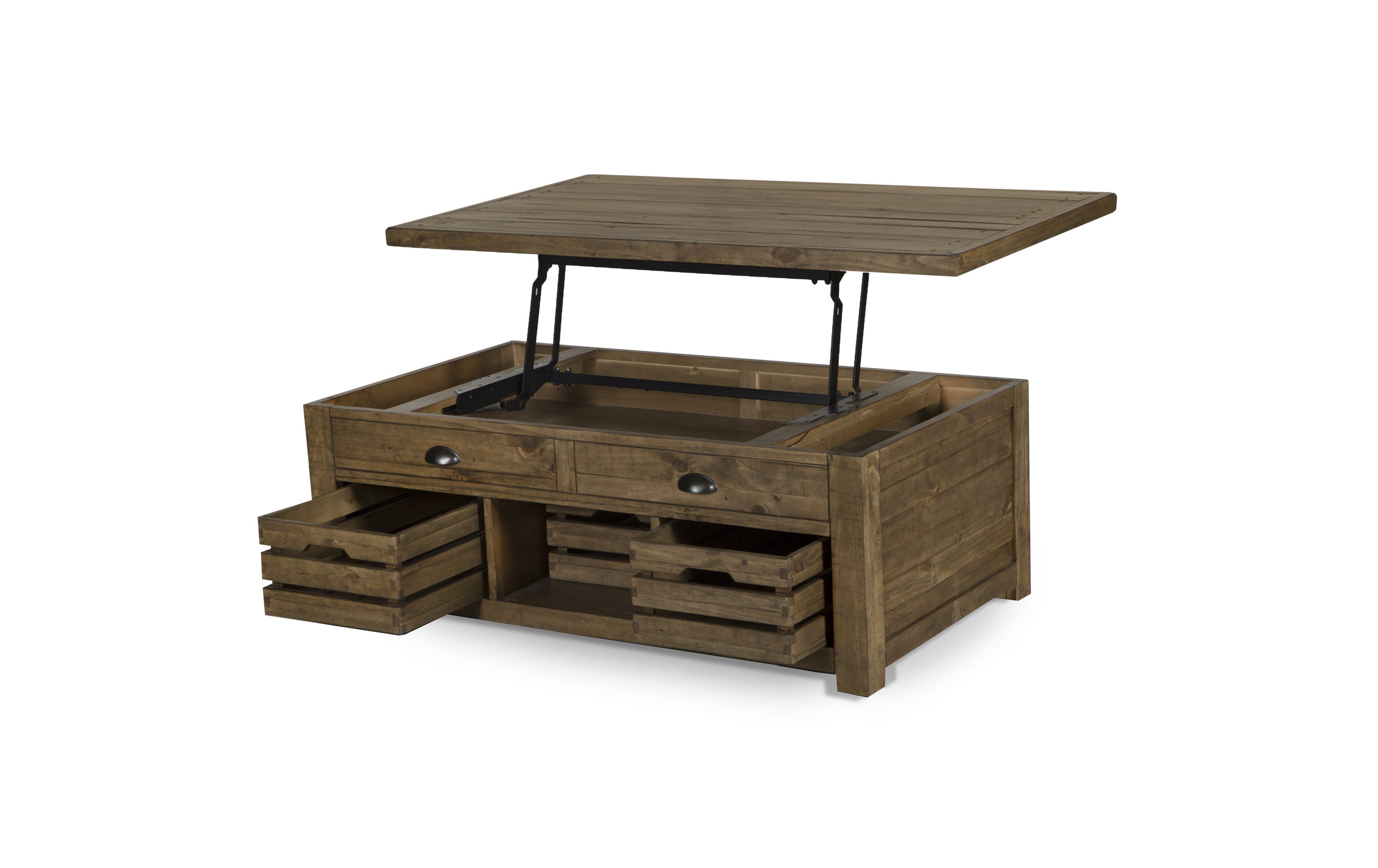 Lift Top Storage Cocktail Table, w/Casters - Rustic - Coffee Tables ...