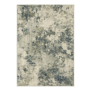 Bastian Distressed Abstract Beige/ Teal Indoor Area Rug, 7'10"x10 ...