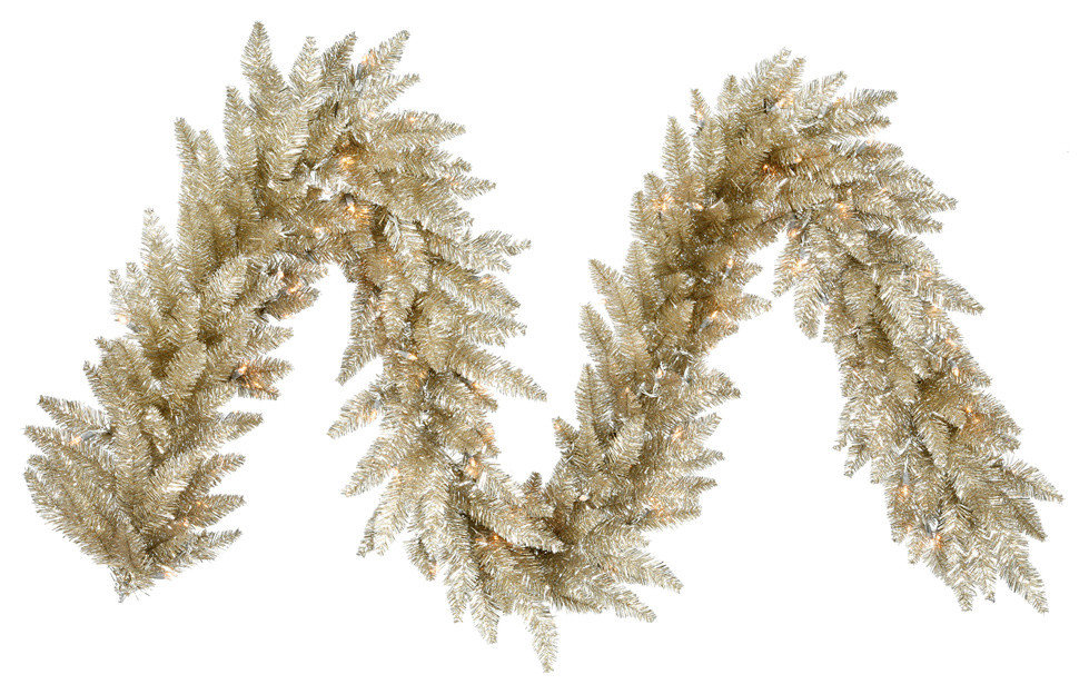 Vickerman Champagne Garland DL LED 100WmWt, 9' X 14" - Traditional ...