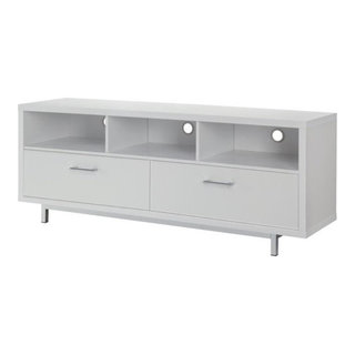 Bowery Hill 3 Compartment 60" TV Stand in Cappuccino and Chrome ...