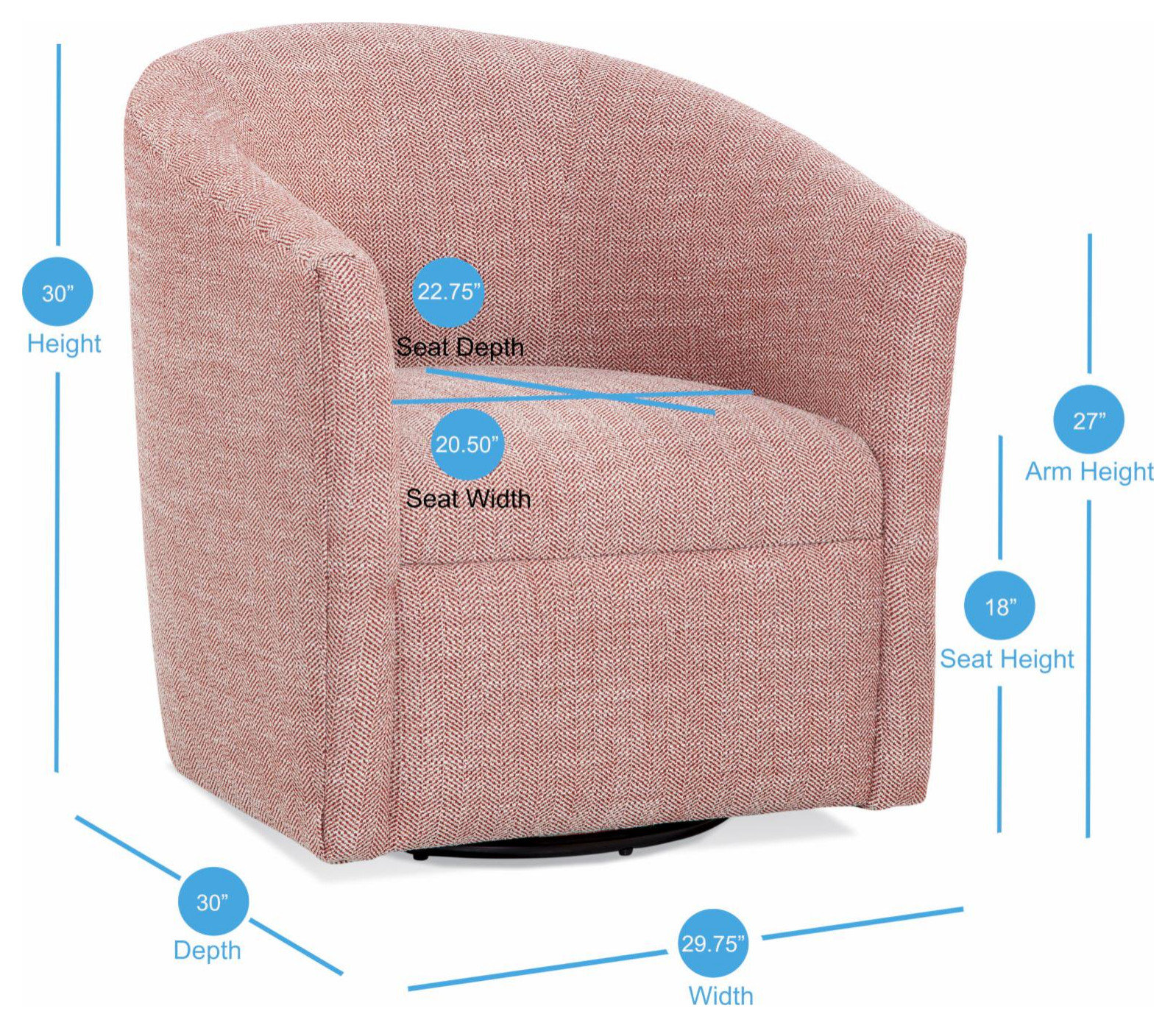 Modern Fabric Swivel Accent Chair with Herringbone Patterned Seat ...