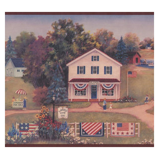 Wallpaper Border Patriotic Vintage Country Red White Blue 8"x15 ...