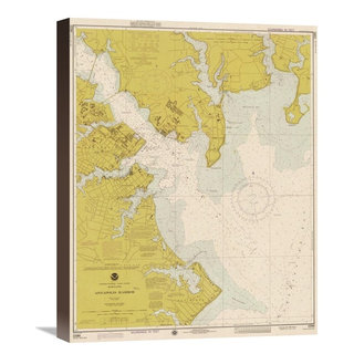Nautical Chart, Annapolis Harbor 1975, Sepia Tinted, 13"x1.5"x16", 17 ...
