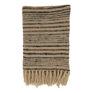 Striped Design Natural Throw - Contemporary - Throws - by Saro ...