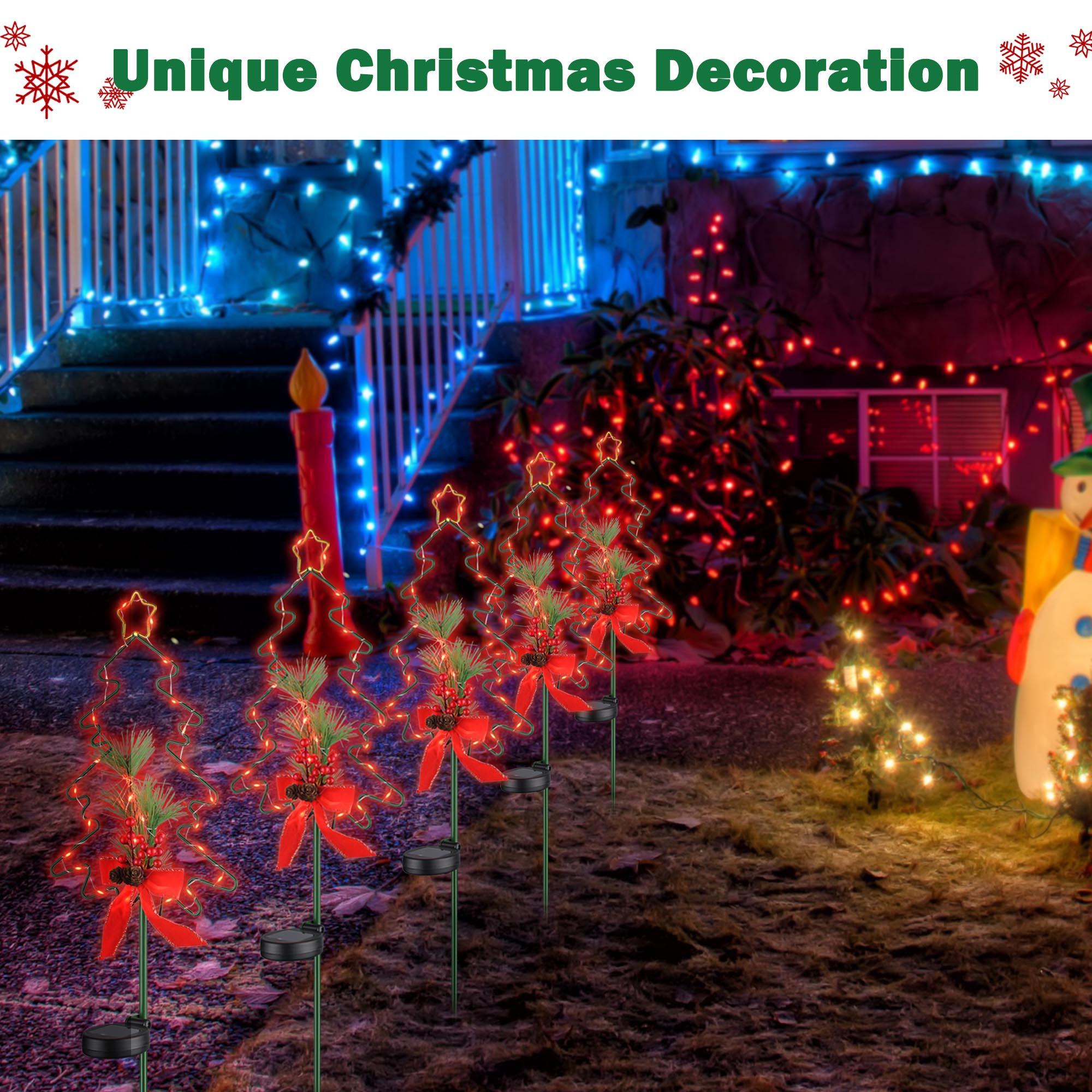 Solar Red Berries Tree Stake Lights Xmas Solar Pathway Light Garden ...