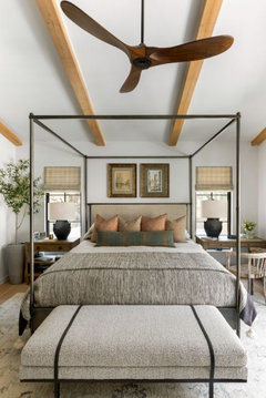 Asymmetrical bedroom feature wall