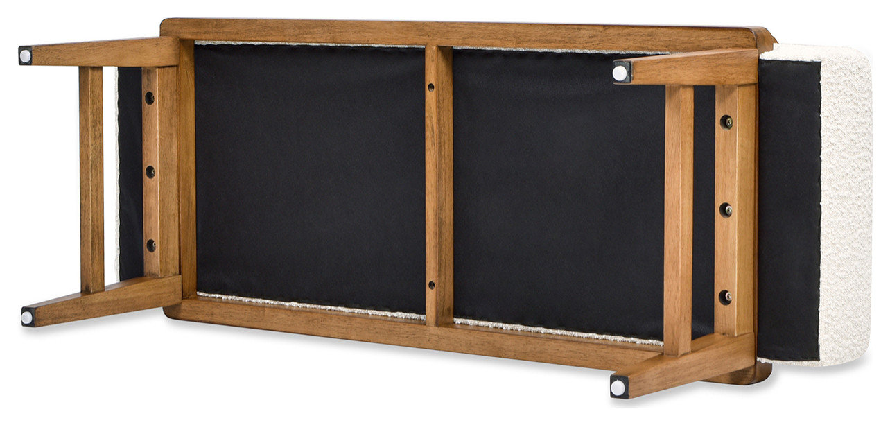 Billie 52" Modern Telephone Bench With Sliding Shelf, Ivory White ...