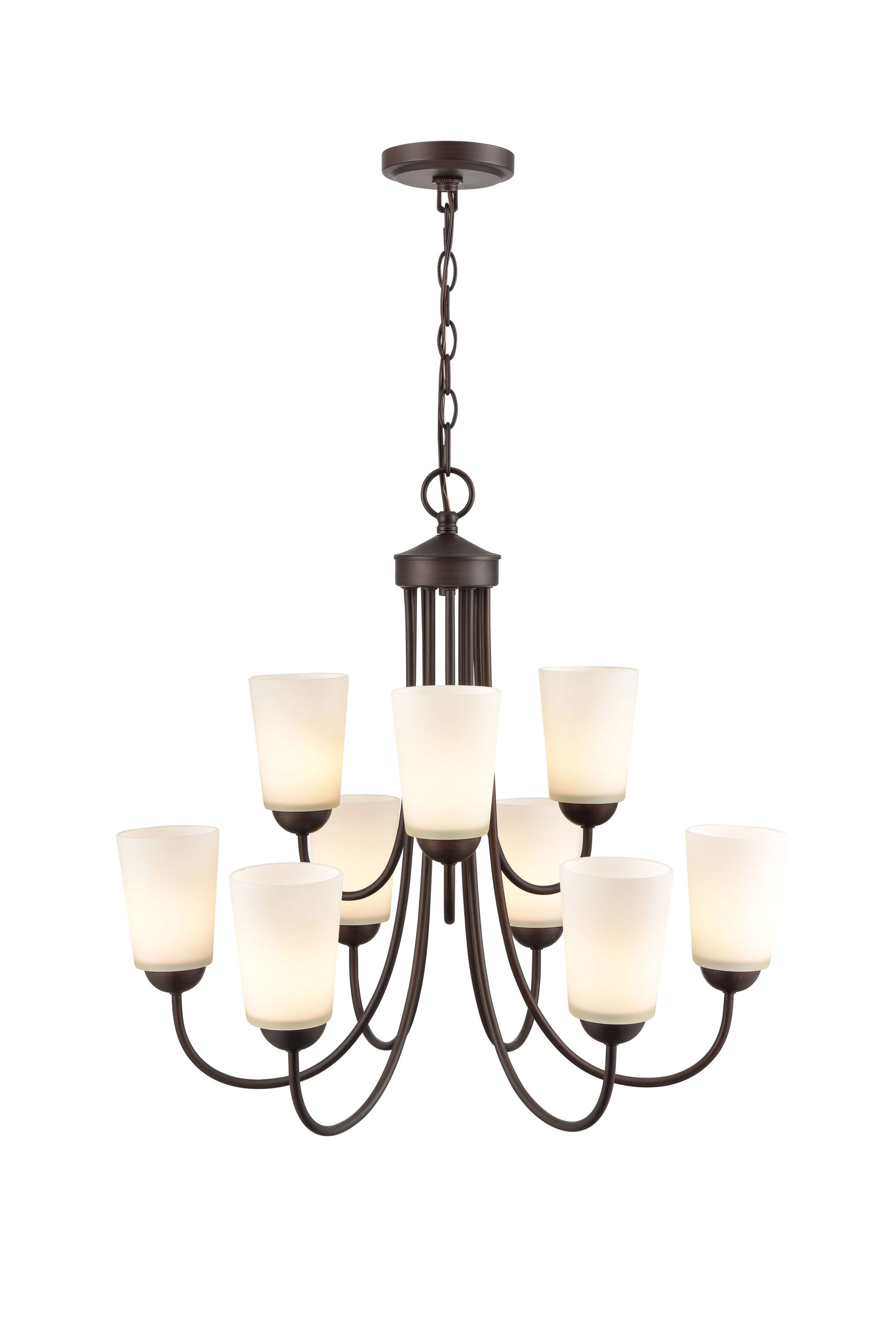 Rubbed Bronze Nine Light Chandelier from the Ivey Lake Collection, 25. ...