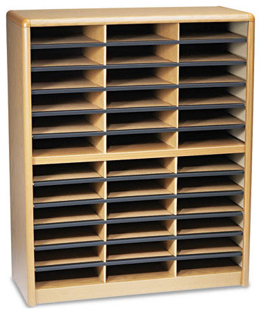 Steel/Fiberboard Literature Sorter, 36 Sections, 32.25x13.5x38, Oak ...