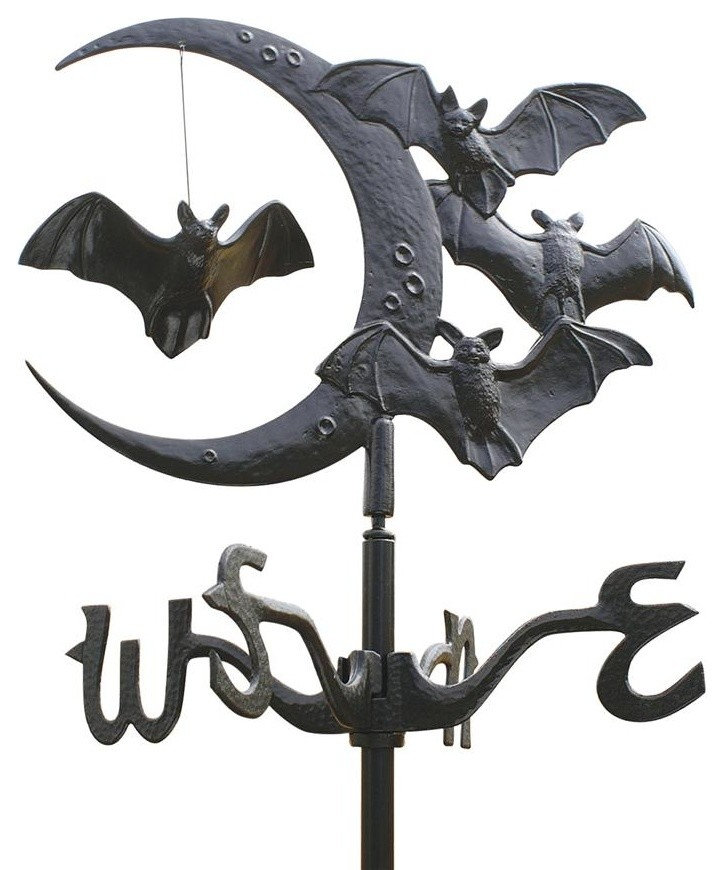 Crescent Moon & Bats Garden Weathervane - Contemporary - Weather Vanes ...
