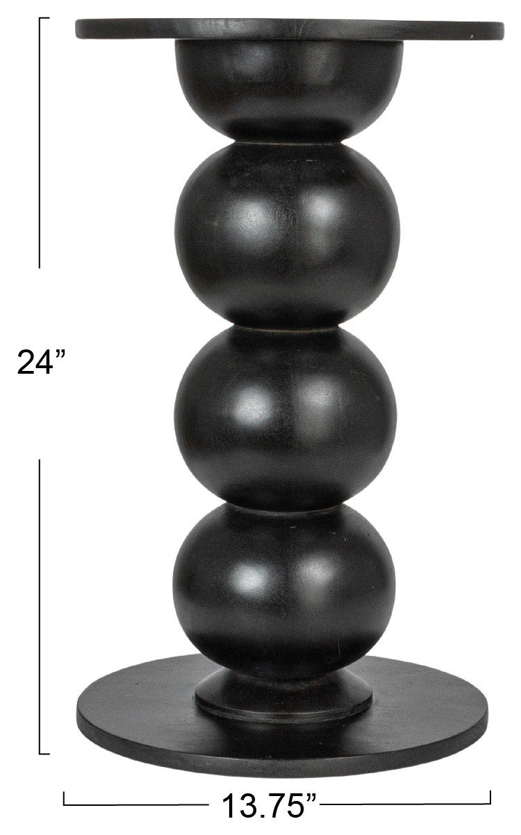 Round Mango Wood Over-sized Bubble End Table, Black - Traditional ...