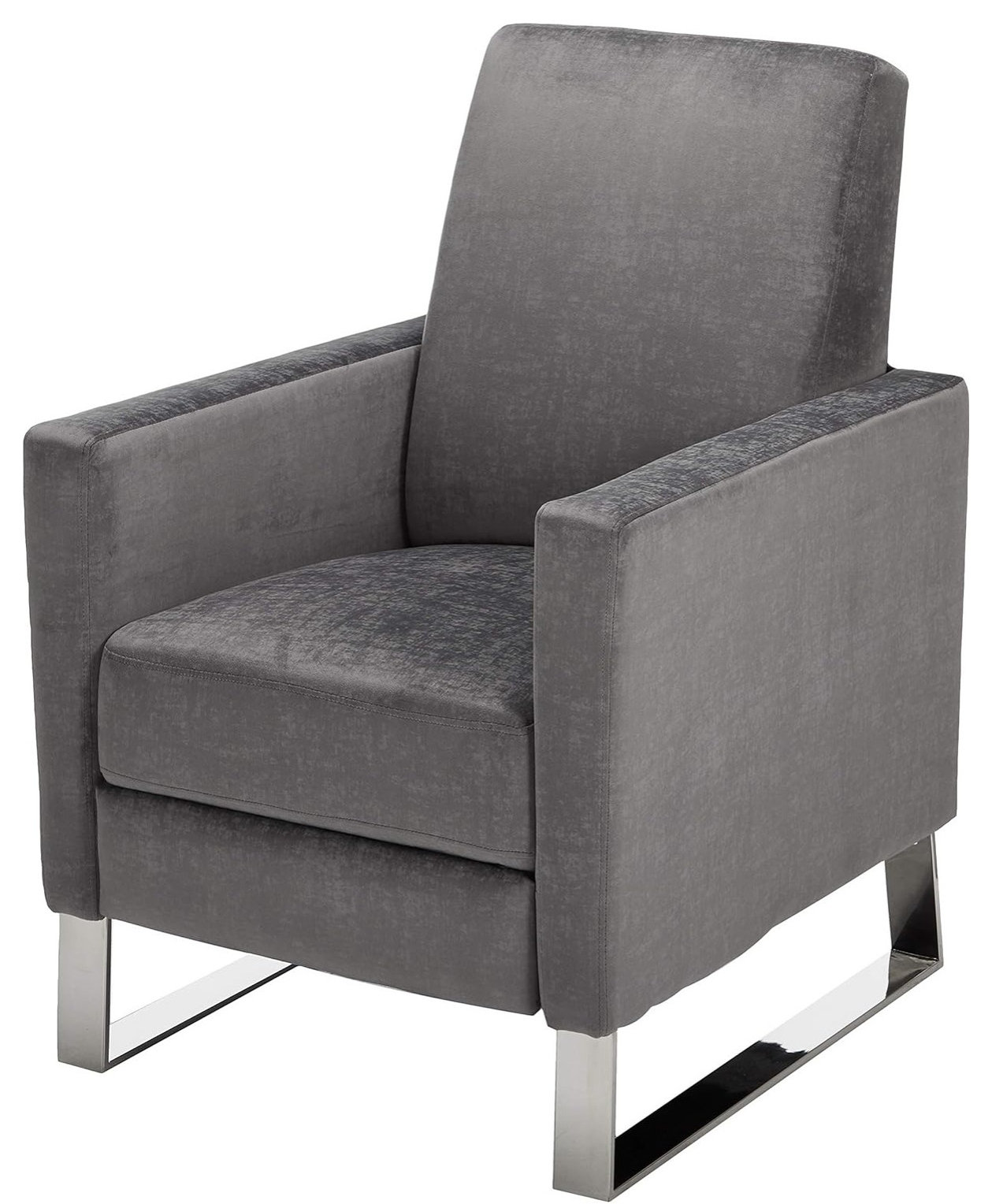 Modern Gray Push Back Recliner with Stainless Steel Legs and Track Arms ...